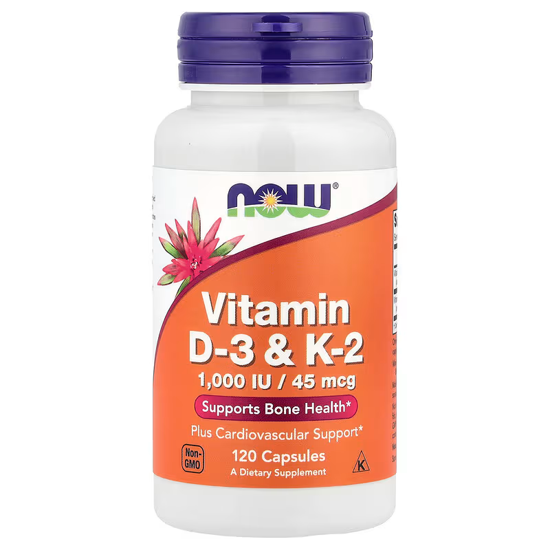 Vitamin D3 & K2 45 mcg 120 Capsules de Now Foods au Maroc